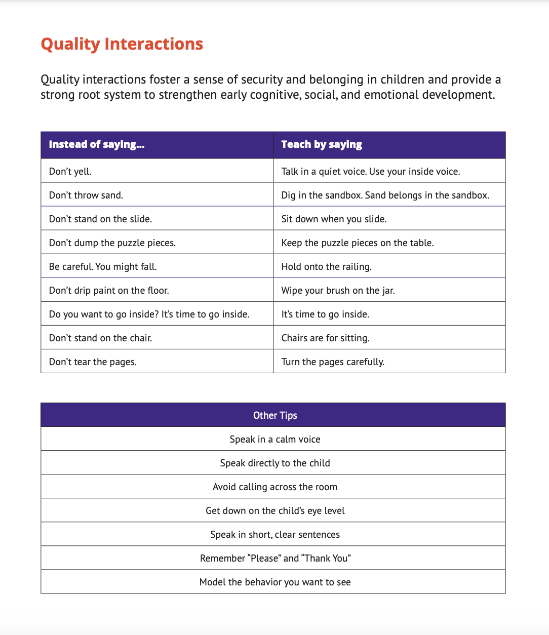 Here is Your Quality Interactions Tip Sheet | Collaborative Classroom